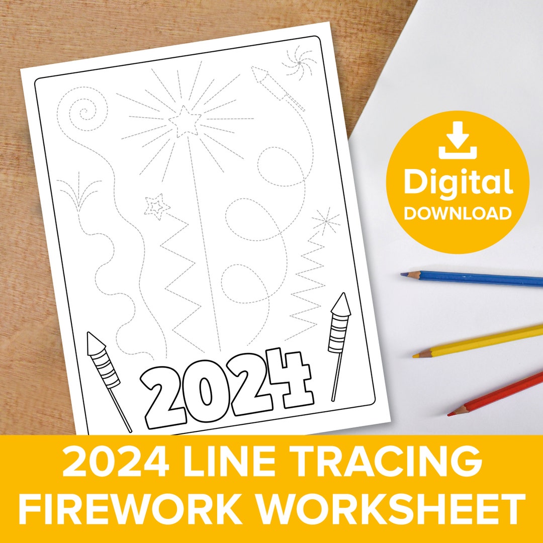 Fireworks Line Tracing Activity Worksheet, Childrens 4th July Party ...