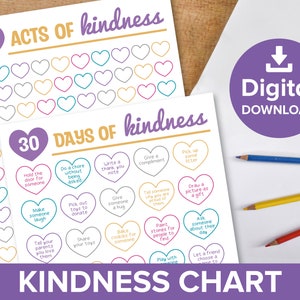 Acts of Kindness Chart for Kids 100 Hearts Tracker Log - Etsy
