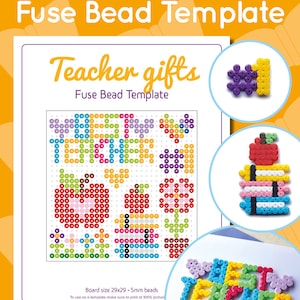 Back to School Fuse Bead Template Bundle, Teacher Gifts Thank You Card ...