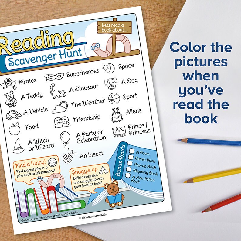 Reading Challenge Scavenger Hunt, Childrens World Book Day Worksheet ...