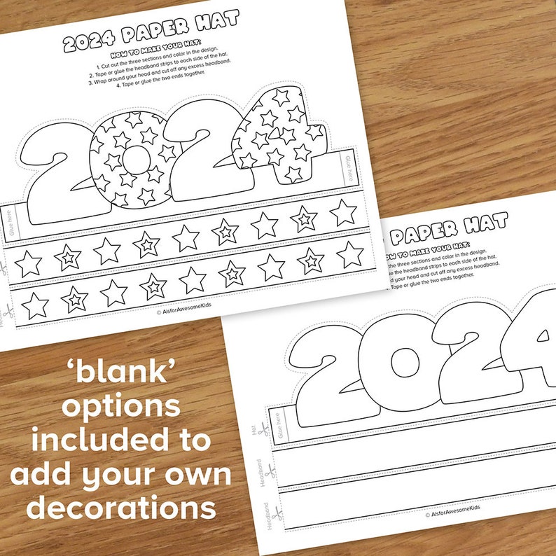 2024 New Year's Eve Paper Hats, Happy New Year Party Hat Crown, Holiday ...