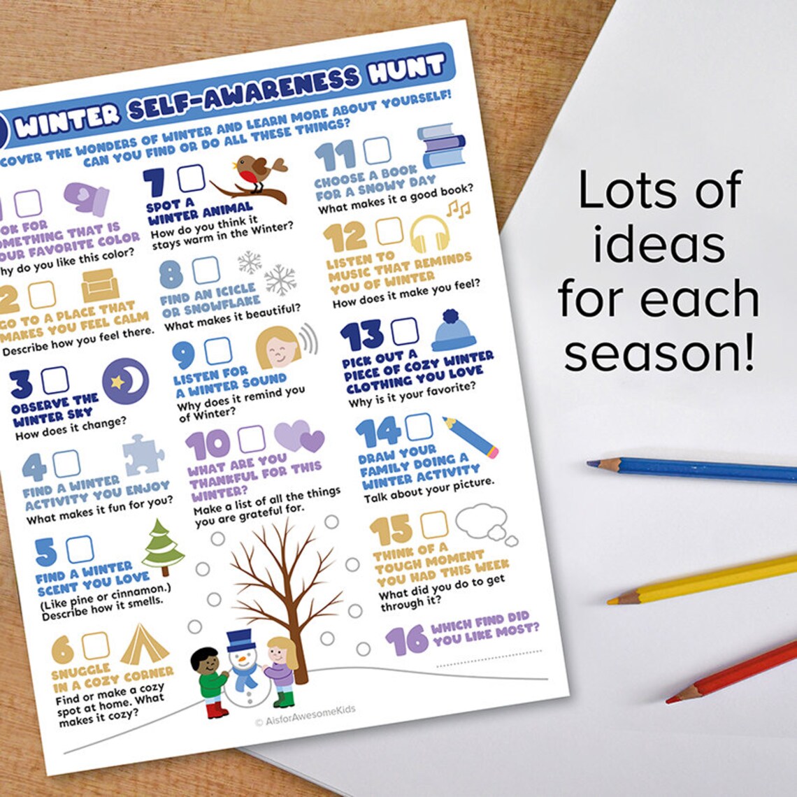 Fall Mindfulness Bucket List, All 4 Seasons Scavenger Hunt Challenges ...