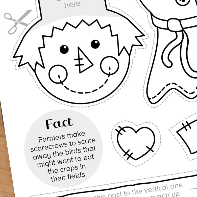 Scarecrow Cut & Paste Craft, Color and Build Autumn Straw Man, Kids ...