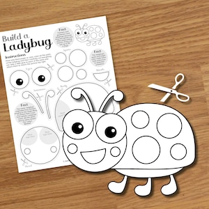 Ladybug Cut & Paste Craft Printable, Spring Bug Color and Build Kit ...