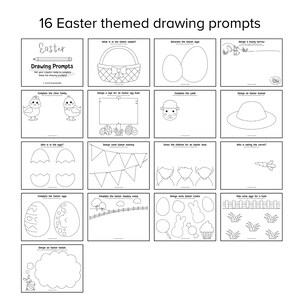 Easter Drawing Prompt Bundle, Children's Doodle Picture Challenge ...