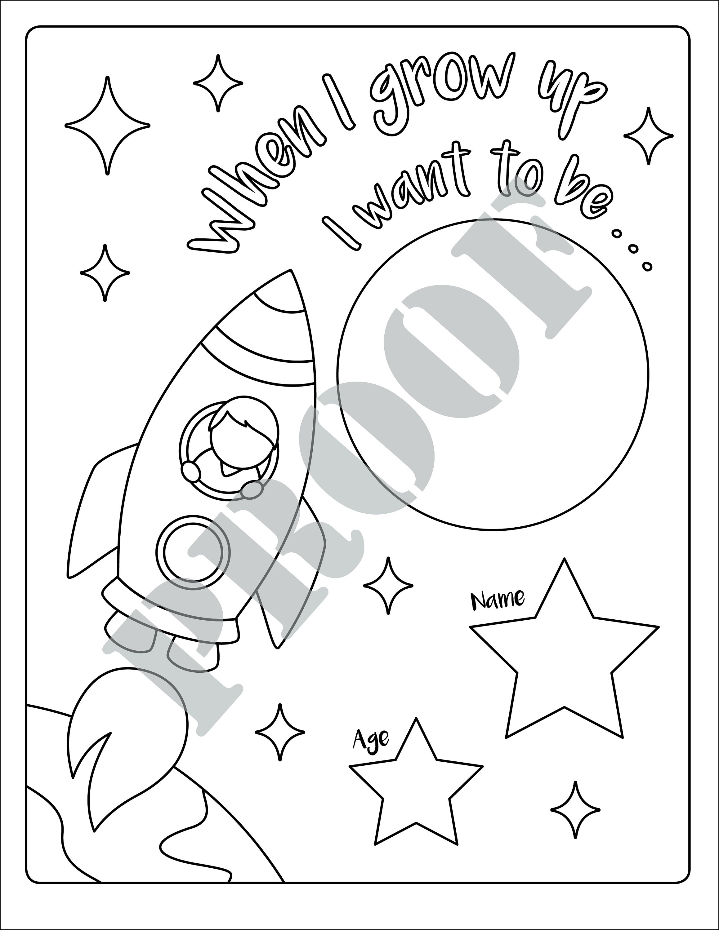 When I Grow up Worksheet, Kids Drawing Prompt Poster, Childrens Rocket ...