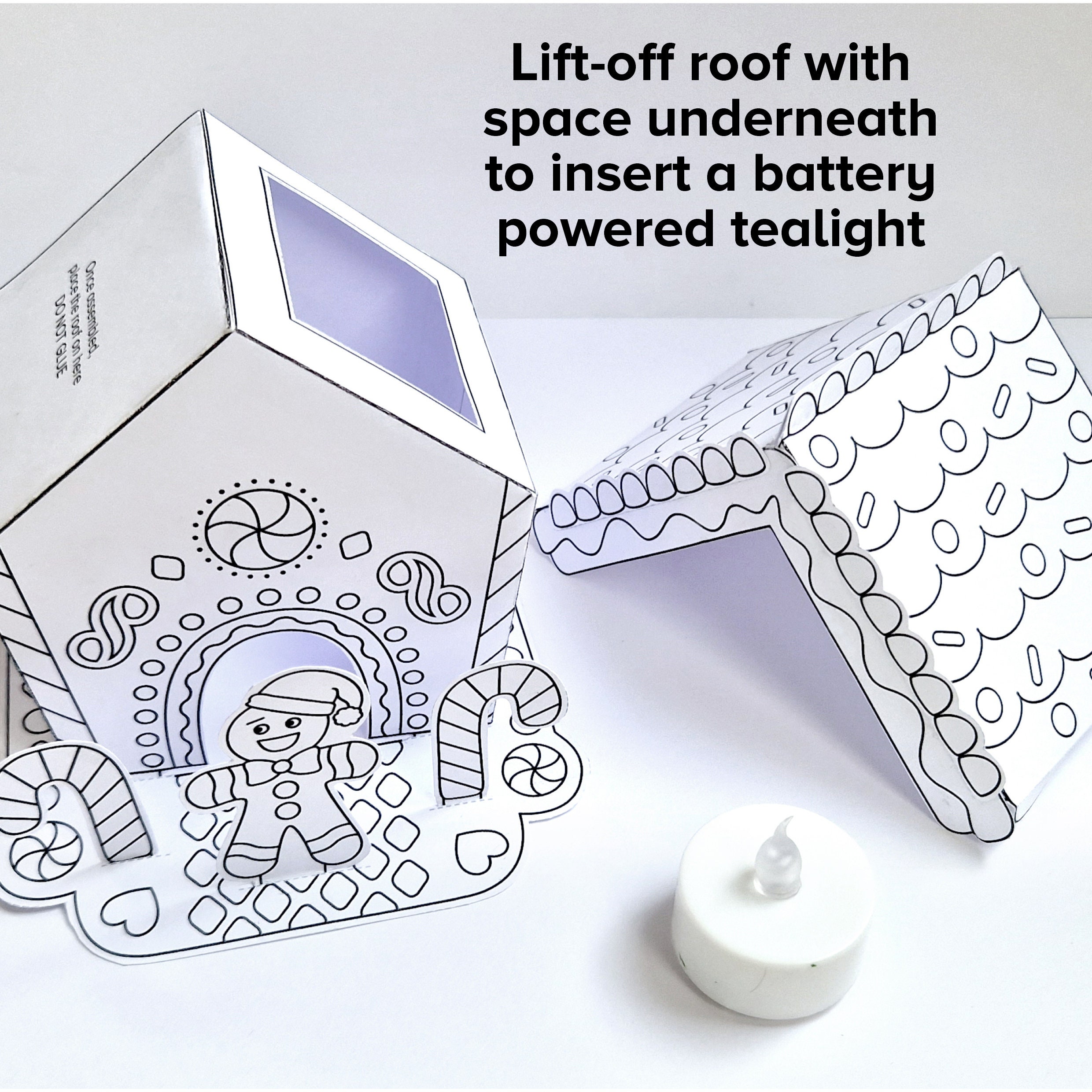 Gingerbread House 3D Craft Project, Christmas Color Build Paper Dolls ...