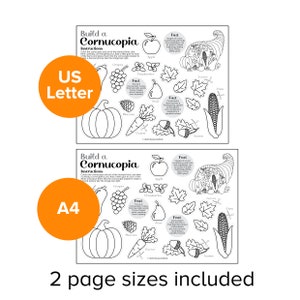 Build a Cornucopia Cut & Paste Craft, Thanksgiving Basket Model, Fall ...