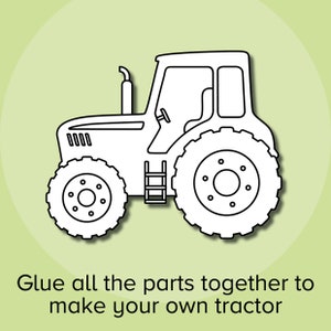 Tractor Cut & Paste Craft Printable, Spring Farmyard Vehicle Color and ...
