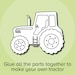 Tractor Cut & Paste Craft Printable, Spring Farmyard Vehicle Color and ...