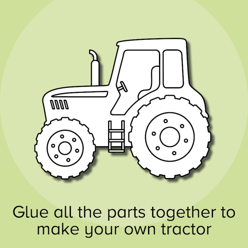Tractor Cut & Paste Craft Printable, Spring Farmyard Vehicle Color and ...