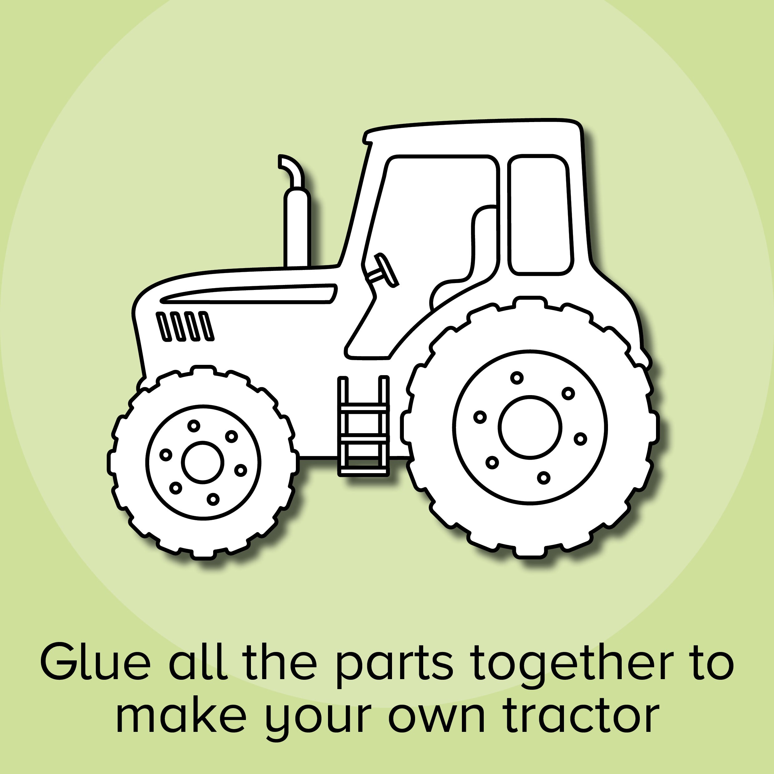 Tractor Cut & Paste Craft Printable, Spring Farmyard Vehicle Color and ...