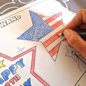 4th July Star Wand Coloring Craft, Independence Day Celebration Party ...