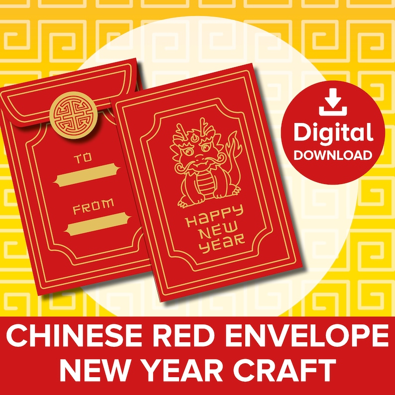 Chinese Red Envelope Craft Printable, Hóngbāo Lucky Money Lunar New ...