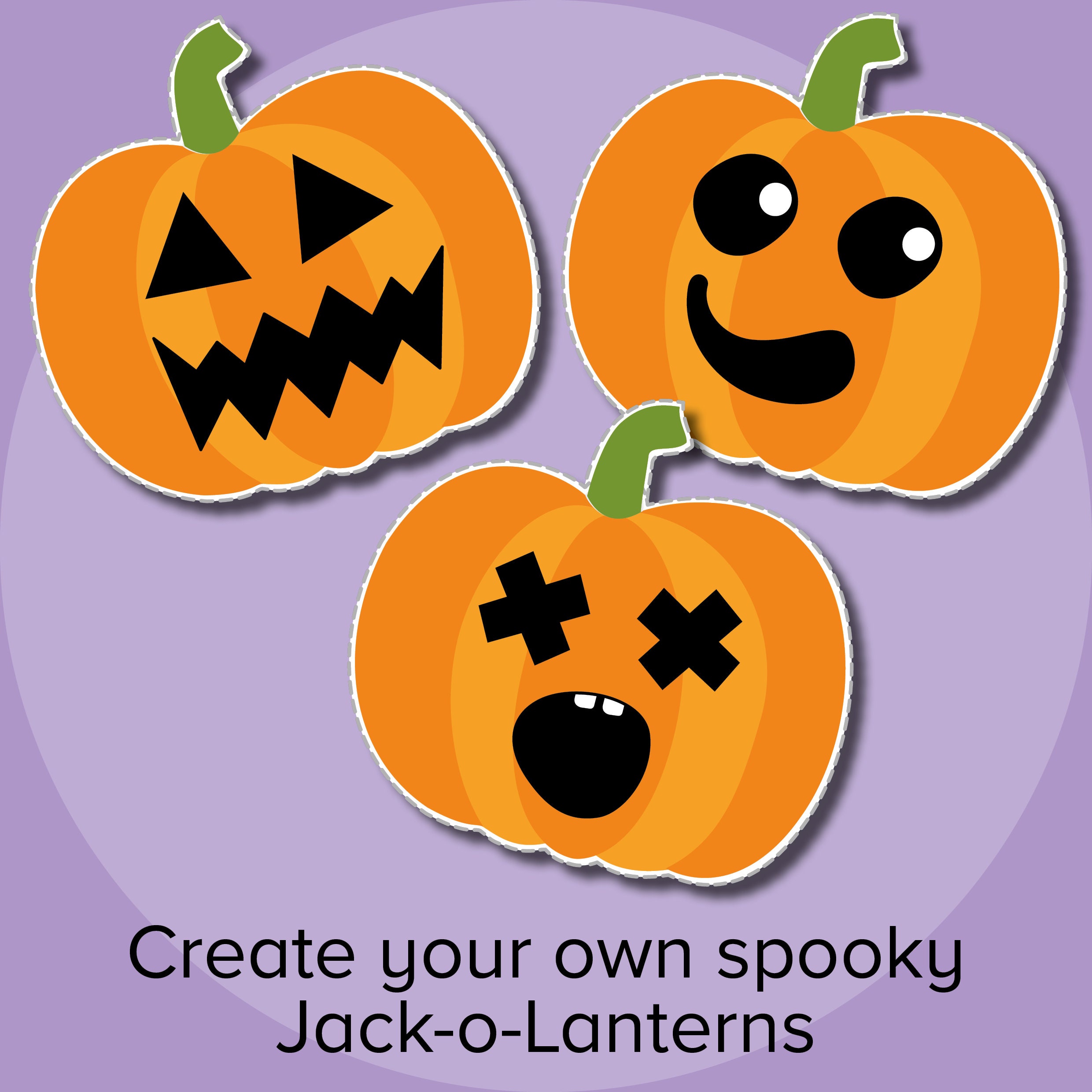 Jack-o-lantern Cut & Paste Craft, Pumpkin Face Drawing Prompt Activity ...