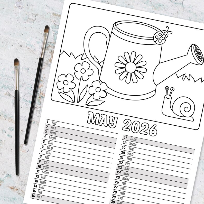2026 Coloring Calendar Printable, January Month to View 12 Page Lined ...