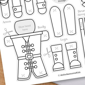 Nutcracker Split Pin Craft, Christmas Cut & Paste Color and Build Kit ...