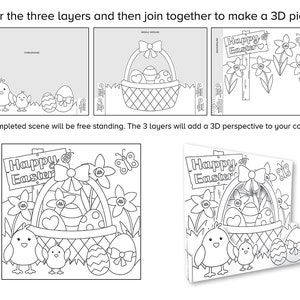 Easter Chicks 3D Coloring Scene, Spring Animals Layered Picture, Egg ...