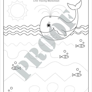 Under the Sea Line Tracing Worksheet, Kids Whale Coloring Pencil ...