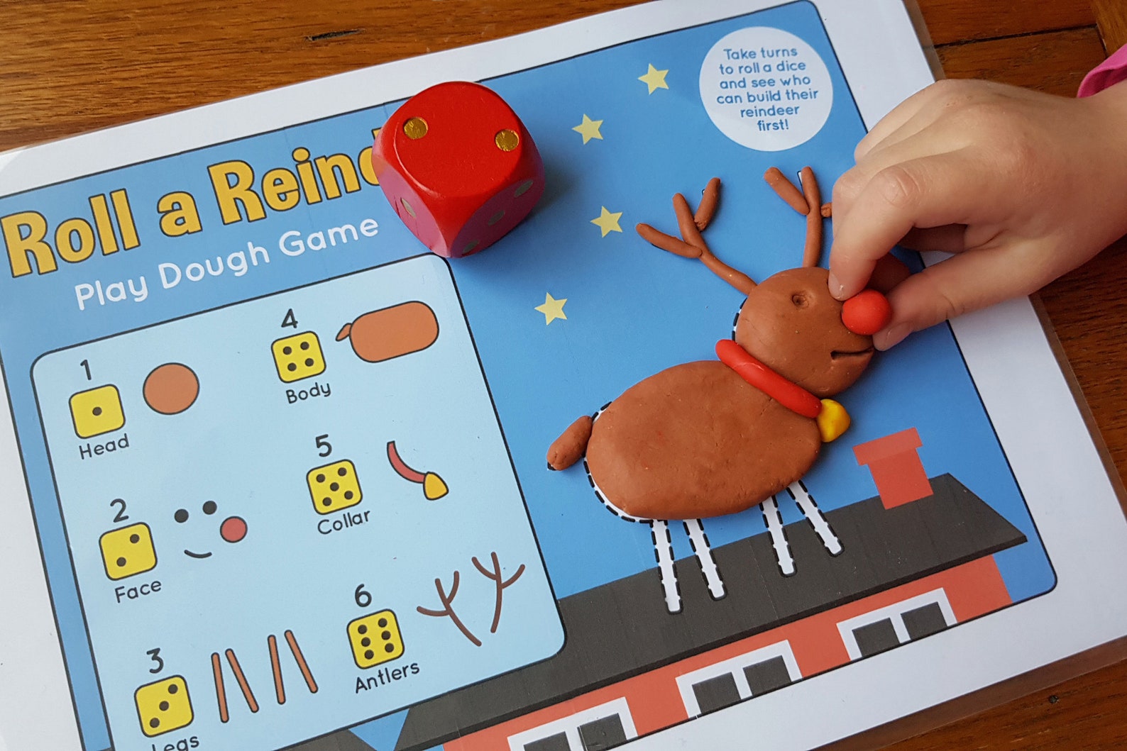 Roll a Reindeer Play Dough Mat Game Kids Christmas Playdoh - Etsy