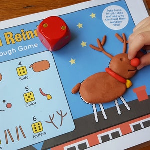 Roll a Reindeer Play Dough Mat Game, Kids Christmas Playdoh Dice ...