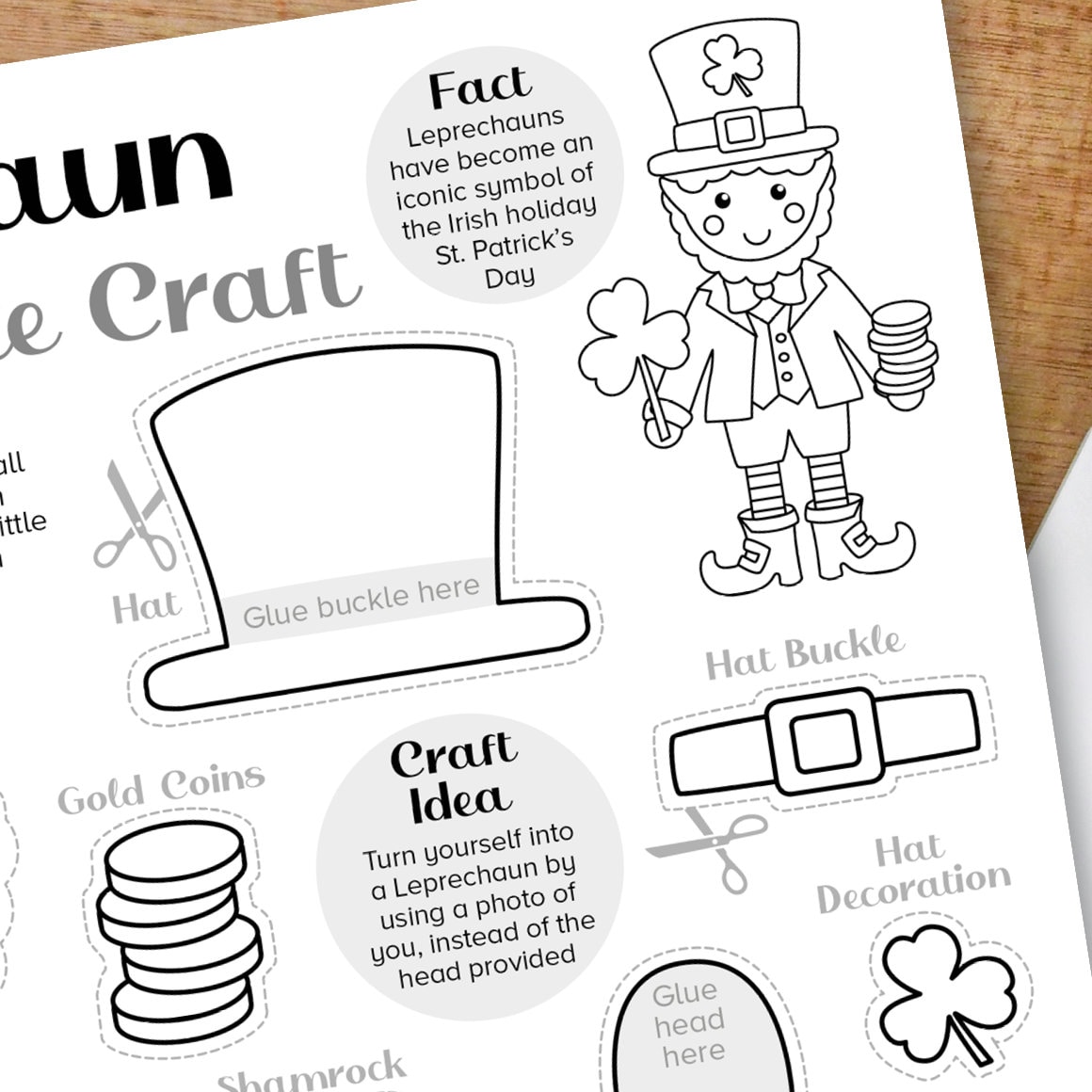 Leprechaun Cut & Paste Craft, St Patrick's Day Irish Sprite Paper Doll ...