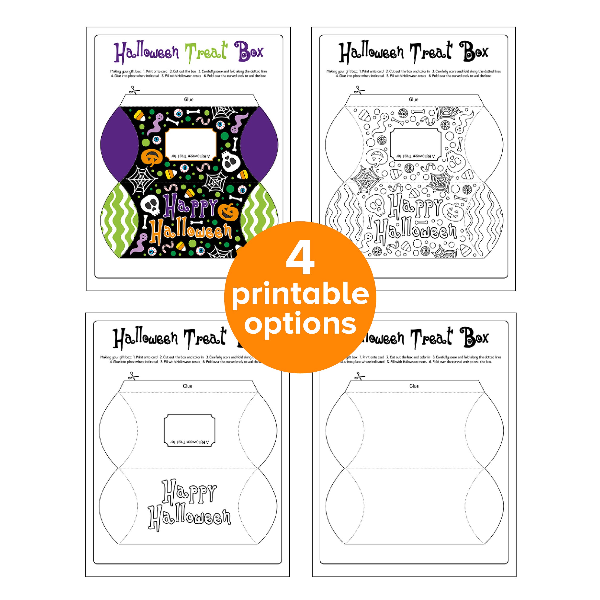 Halloween Treat Box, Cut-out & Color Spooky Pillow Gift Wrap, Trick or ...
