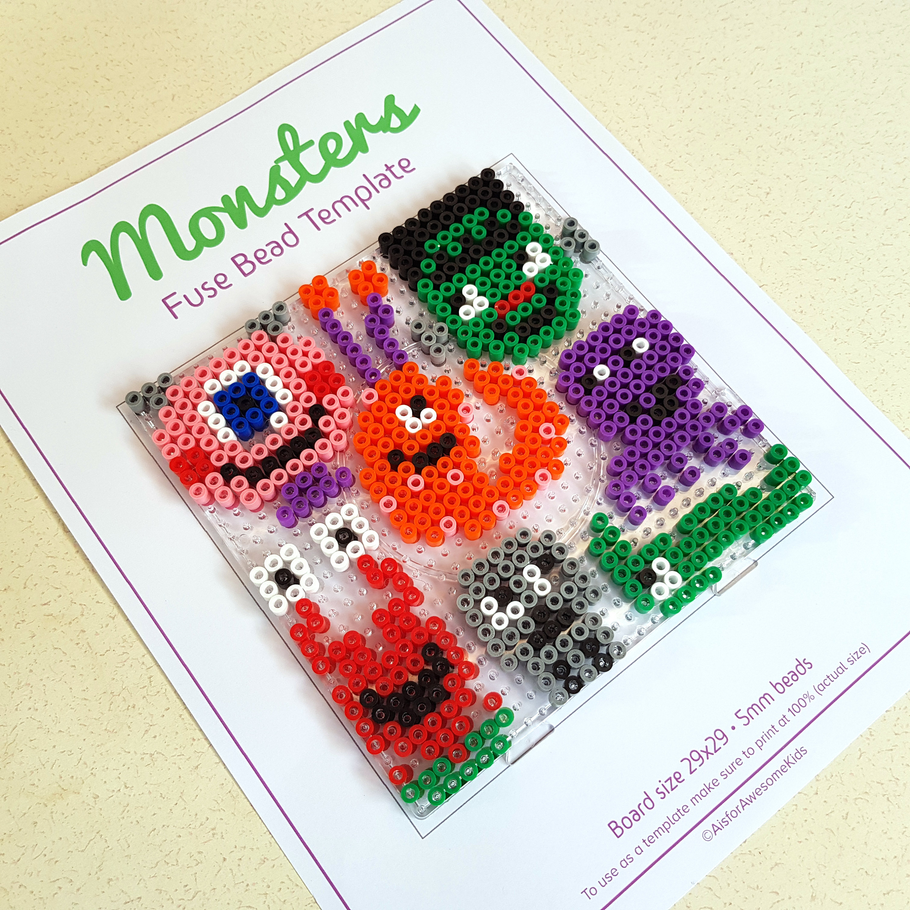 Halloween Monsters Fuse Bead Template, Hama Perler Nabbi Beads Craft ...