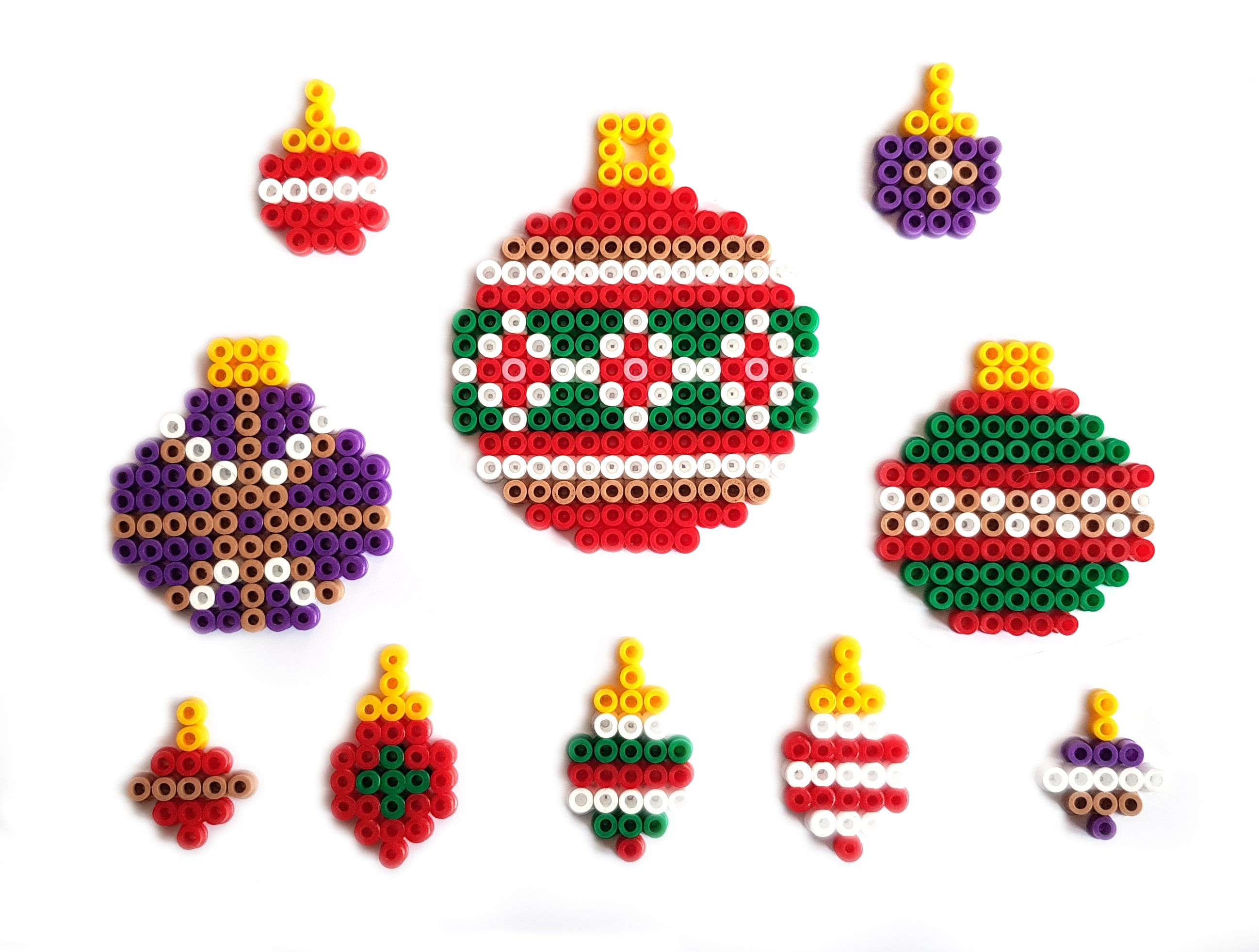 Christmas Baubles Fuse Bead Template, Xmas Tree Decoration Craft ...
