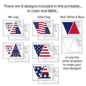 4th July USA Flag Bunting, American Flag Stars & Stripes Colouring Page ...