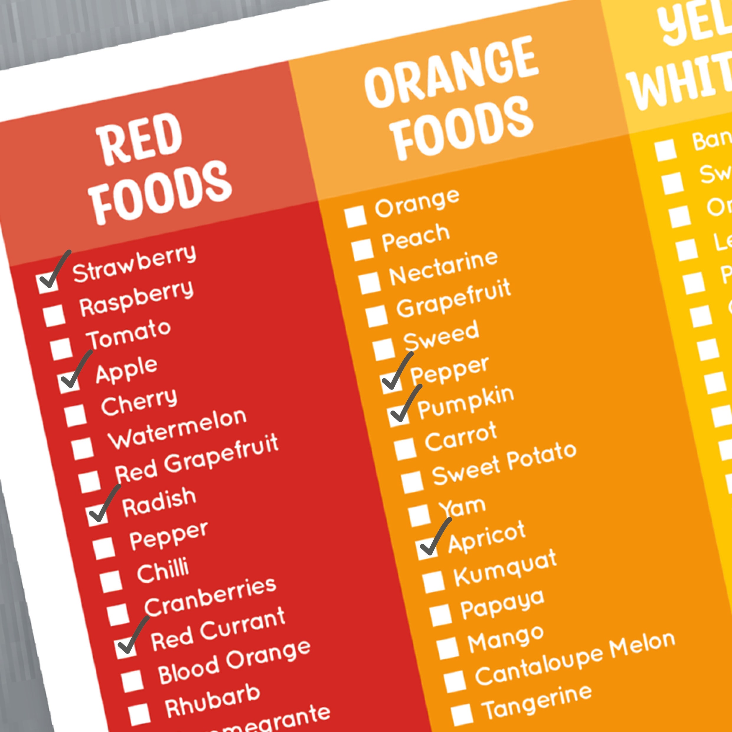 Eat the Rainbow Childrens Healthy Eating Reward Tick Chart - Etsy