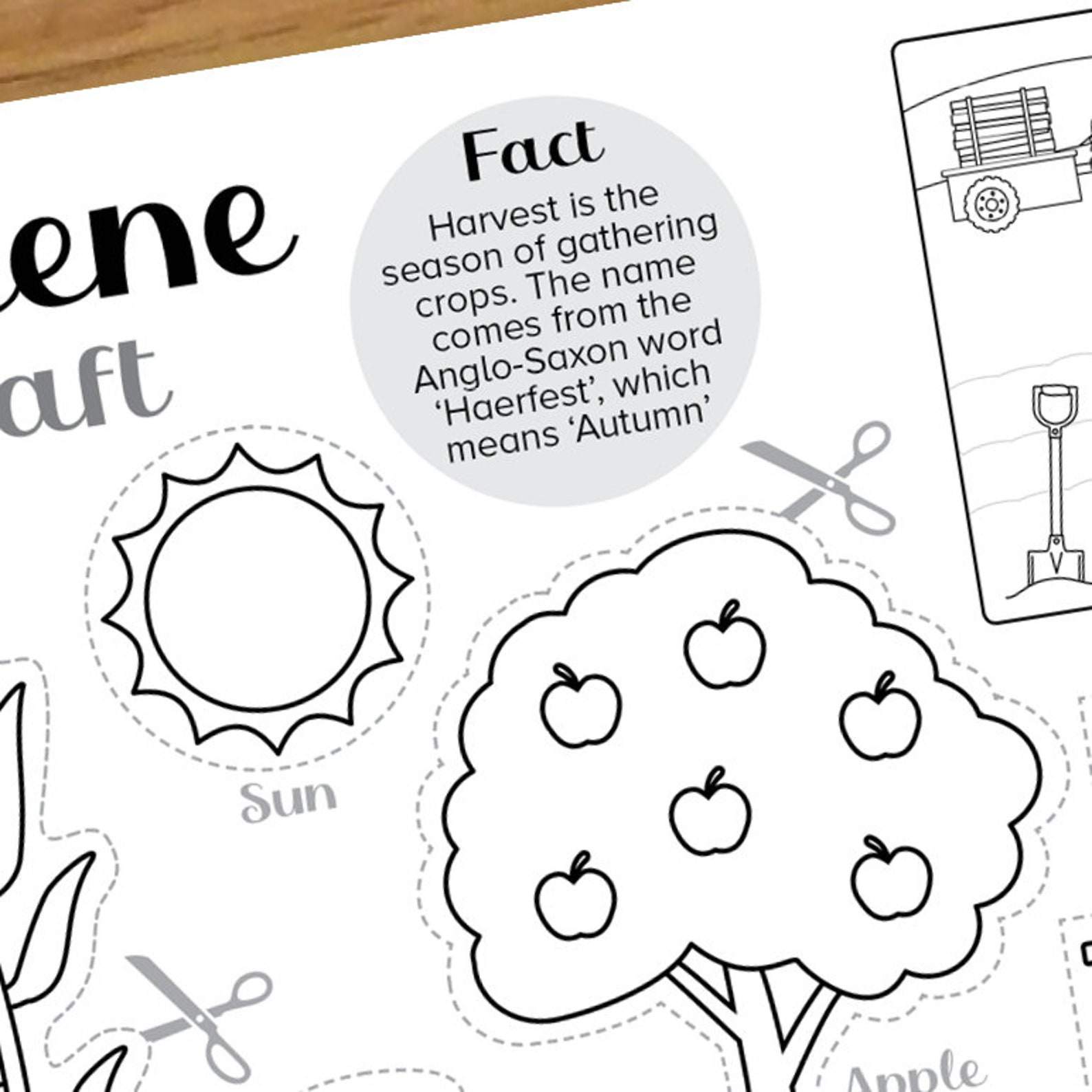 Harvest Scene Cut & Paste Craft, Farm Field Thanksgiving Coloring Page ...