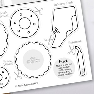 Tractor Cut & Paste Craft Printable, Spring Farmyard Vehicle Color and ...