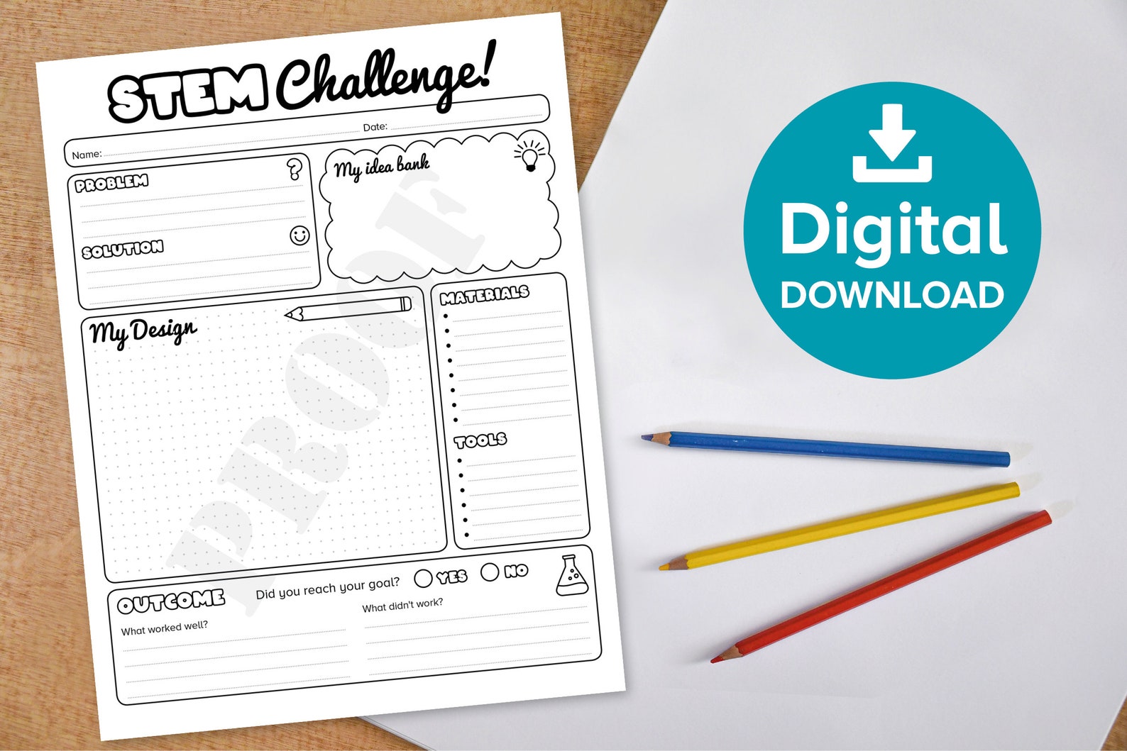 STEM Challenge Project Worksheet Planner Children's - Etsy