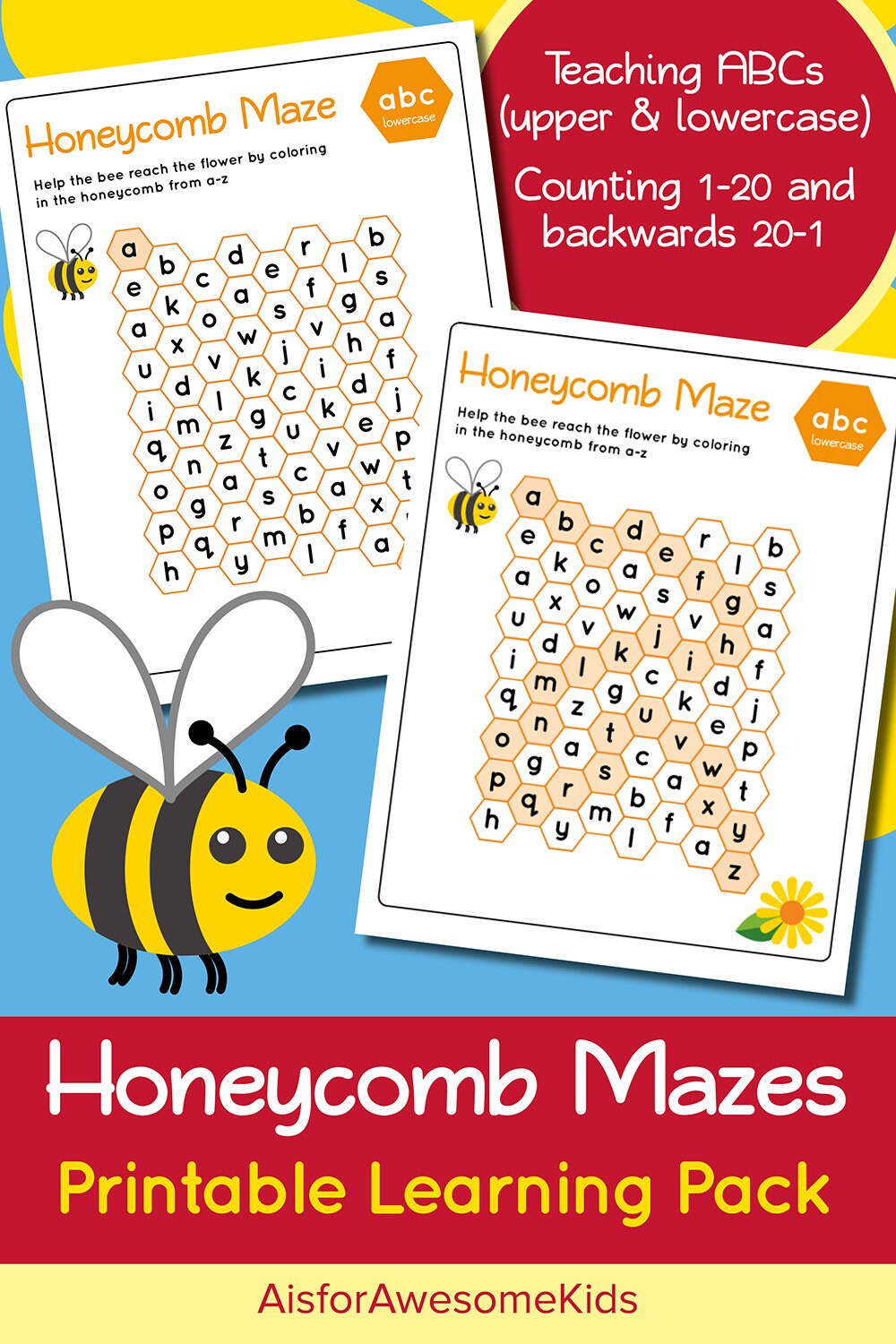 ABC Maze Challenge Worksheets, Math Activity Pack, Children Homeschool ...