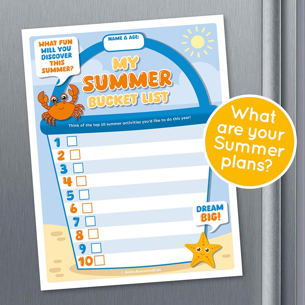 Summer Bucket List Printable Pack, School Break Activity Planner Tick ...