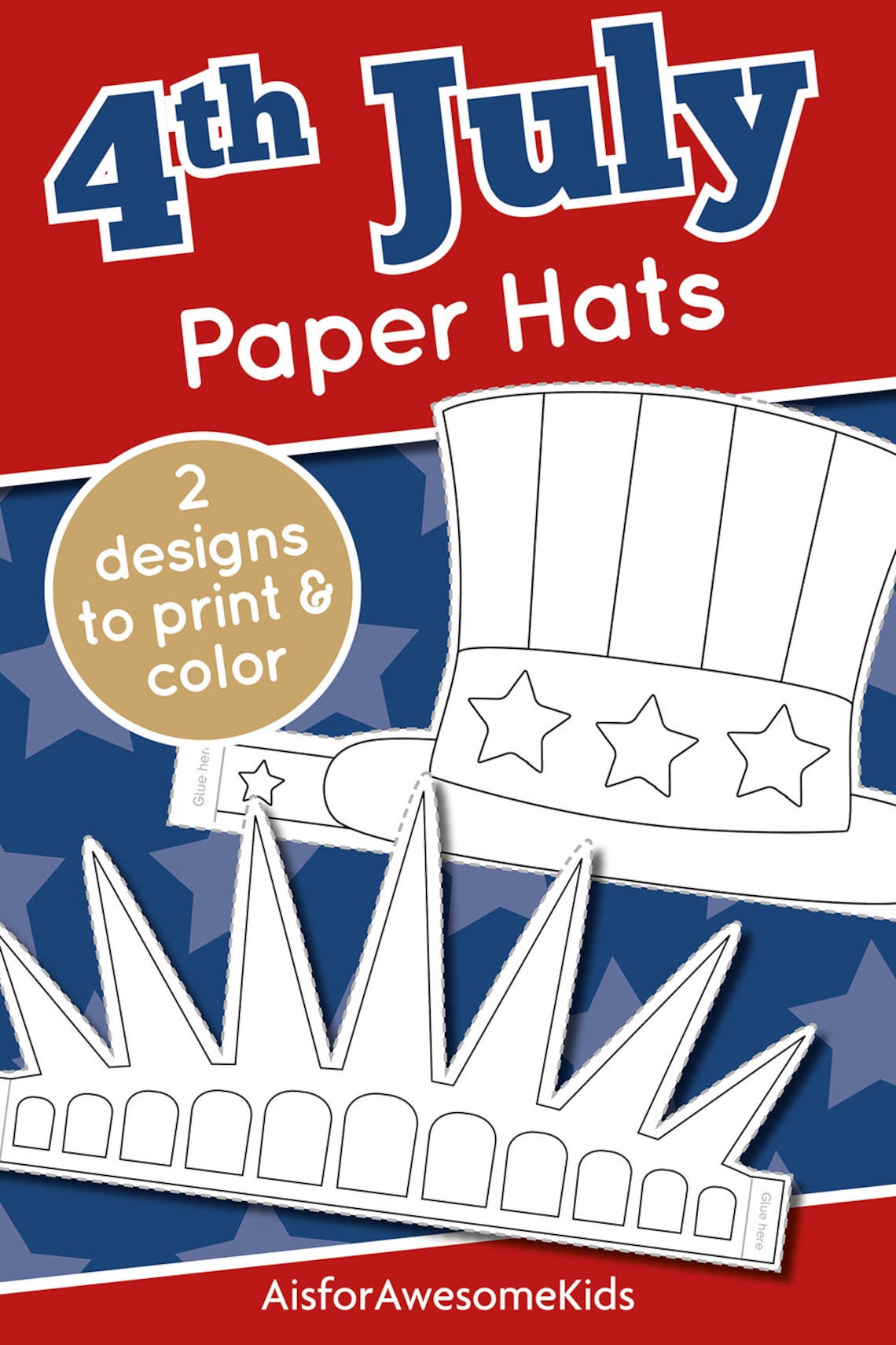 4th July Paper Hats Craft, Independence Day Celebration Party Hat, USA ...
