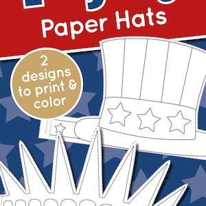 4th July Paper Hats Craft, Independence Day Celebration Party Hat, USA ...