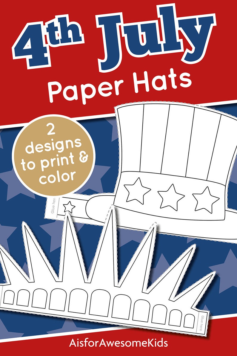 4th July Paper Hats Craft, Independence Day Celebration Party Hat, USA ...