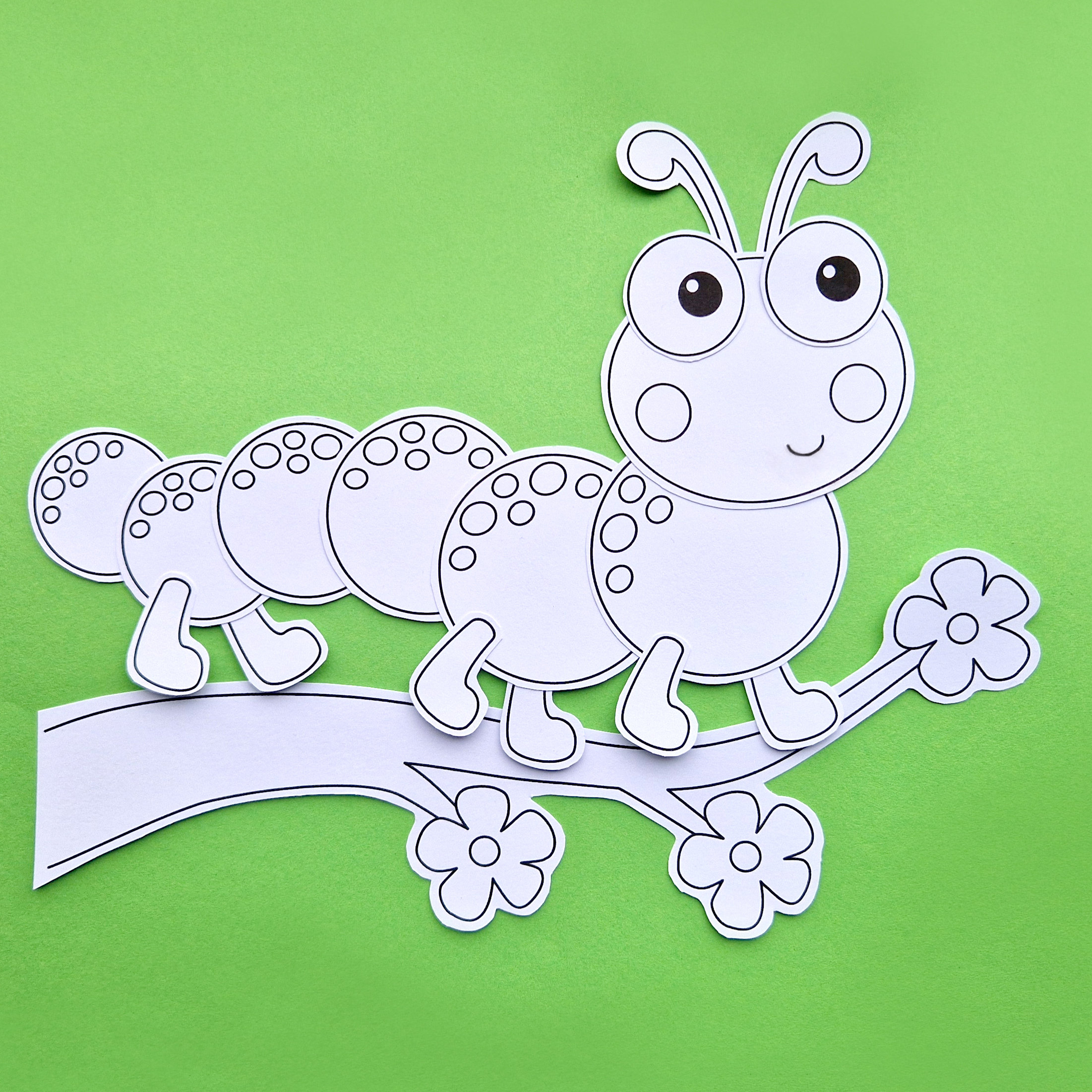 Caterpillar Cut & Paste Craft Printable, Spring Bug Color and Build Kit ...