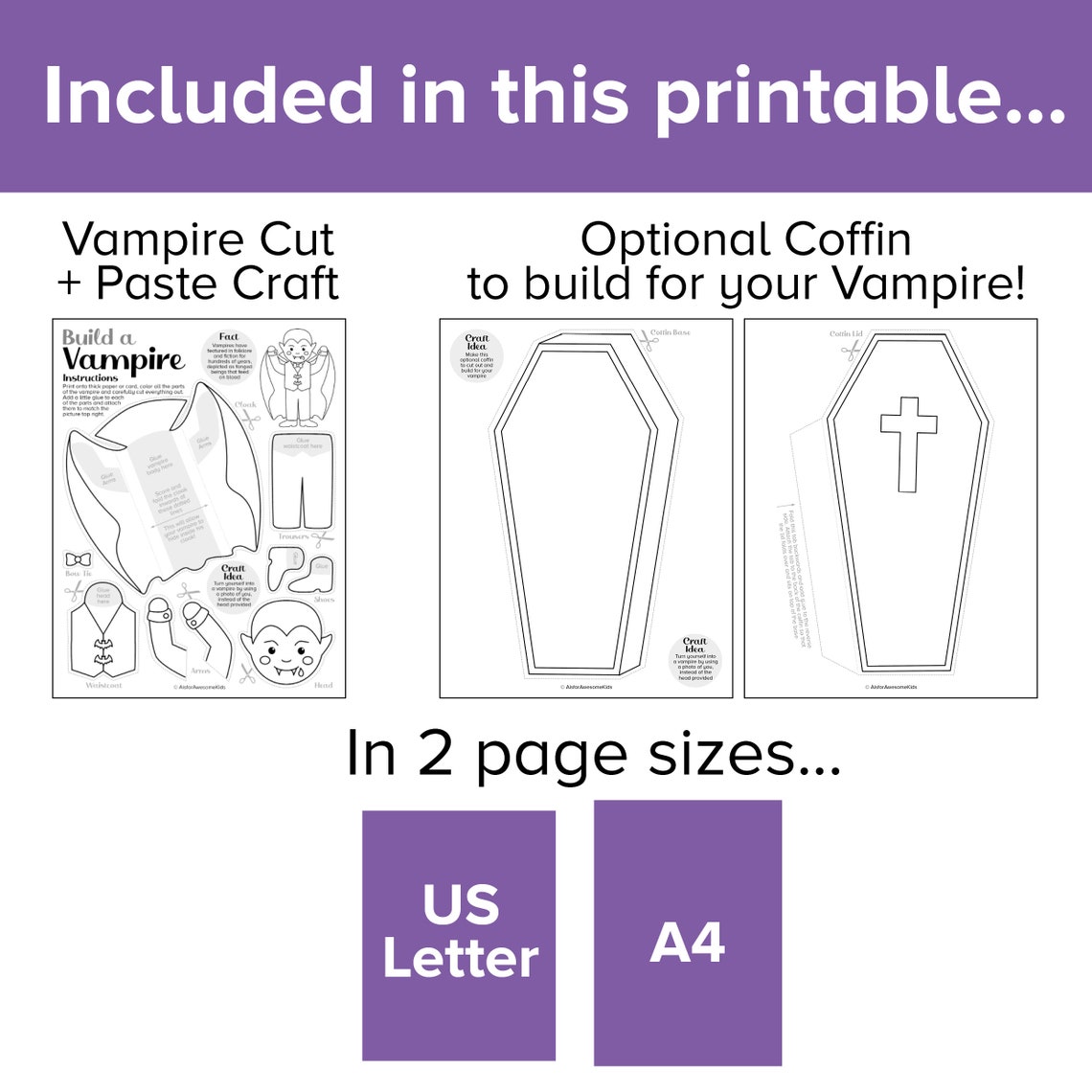Build a Vampire Cut & Paste Craft, Halloween Paper Doll Model Coloring ...