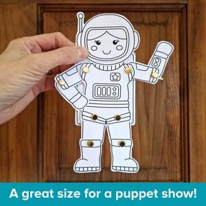 Astronaut Split Pin Craft, Color and Build Spaceman Puppet, Kids Paper ...
