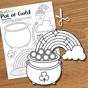 Pot of Gold Cut & Paste Craft, St Patrick's Day Color and Build ...