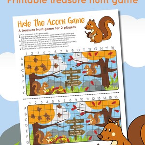 Hide the Acorn Fall Treasure Hunt Game, Kids Autumn 2 Player Paper ...