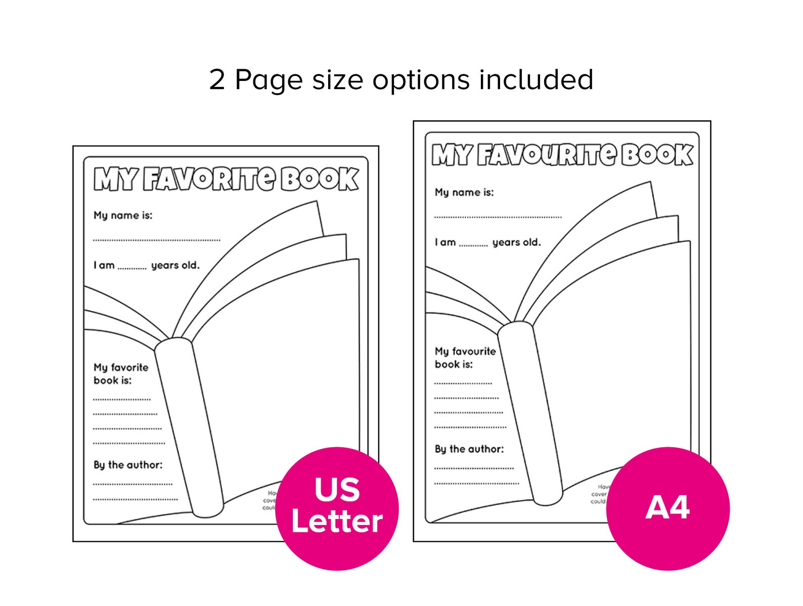 My Favorite Book Worksheet, Kids Drawing Prompt Reading Activity Page ...