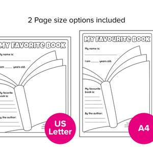 My Favorite Book Worksheet, Kids Drawing Prompt Reading Activity Page ...