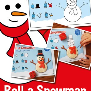 Roll a Snowman Play Dough Mat Game, Kids Christmas Playdoh Dice ...