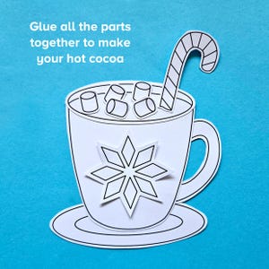 Build a Hot Cocoa Cut & Paste Craft, Christmas Chocolate Drink Coloring ...