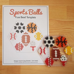 Sports Balls Fuse Bead Template, Football Soccer Basketball Baseball ...