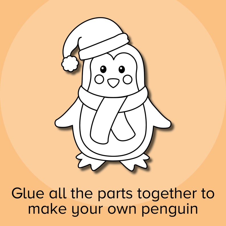 Penguin Cut & Paste Craft, Christmas Color and Build Kit, Paper Doll ...